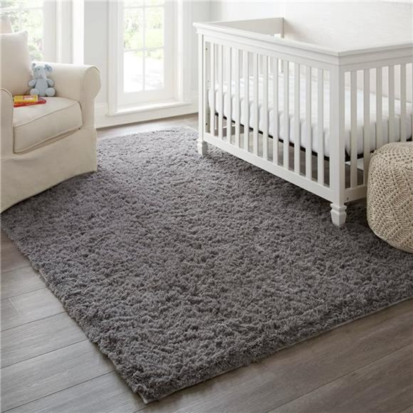 Accents | 6x9 Area Rug Living Room Large Grey Fluffy Shag Fuzzy Plush ...